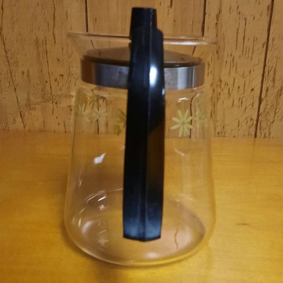 Cory | Kitchen | Vintage Cory Glass Coffee Pot With Green Flower Design ...